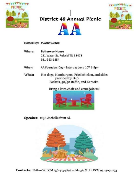 District 40 Annual Picnic – Area 64 Assembly of Alcoholics Anonymous