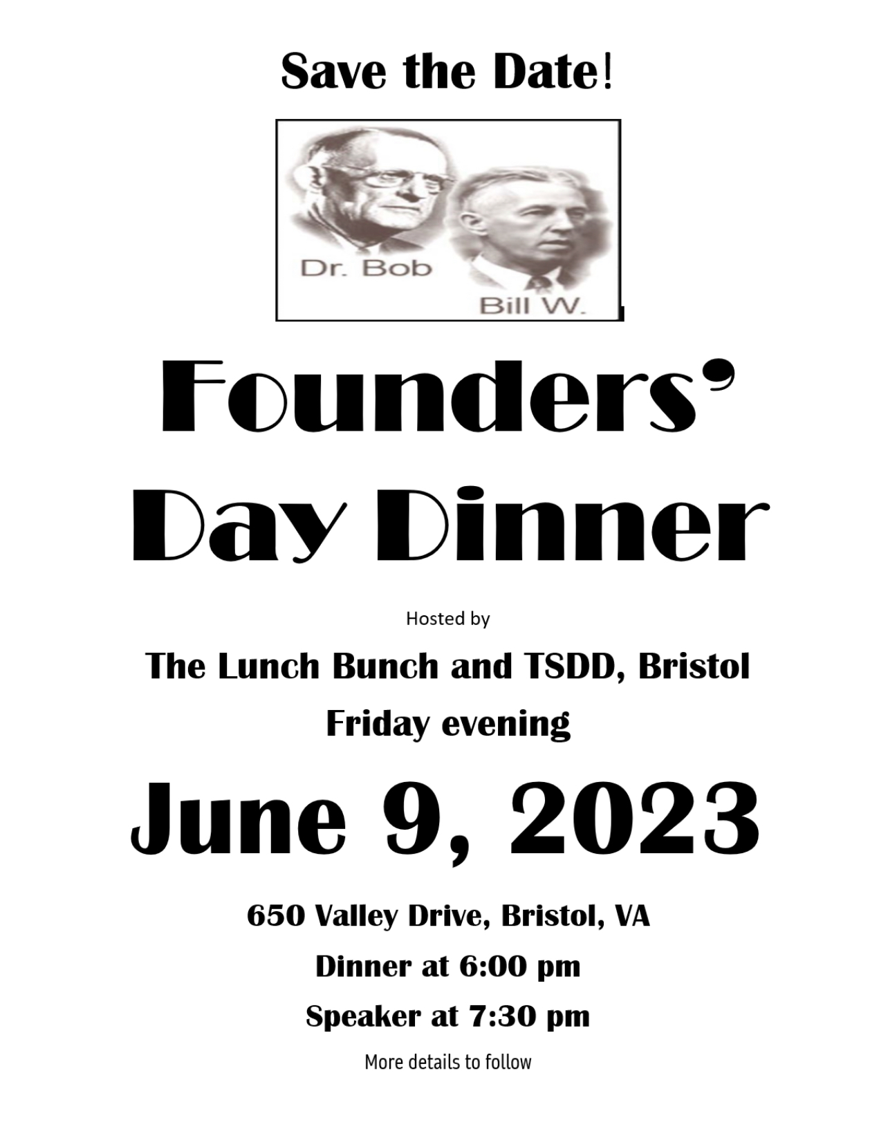 Founders Day Dinner – Lunch Bunch & TSDD, Bristol – Area 64 Assembly of ...