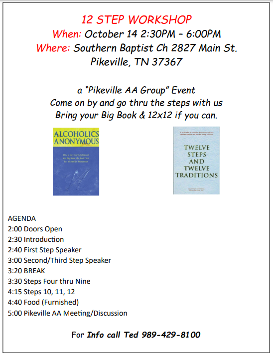 12 Step Workshop – Hosted by Pikeville Group – Area 64 Assembly of ...