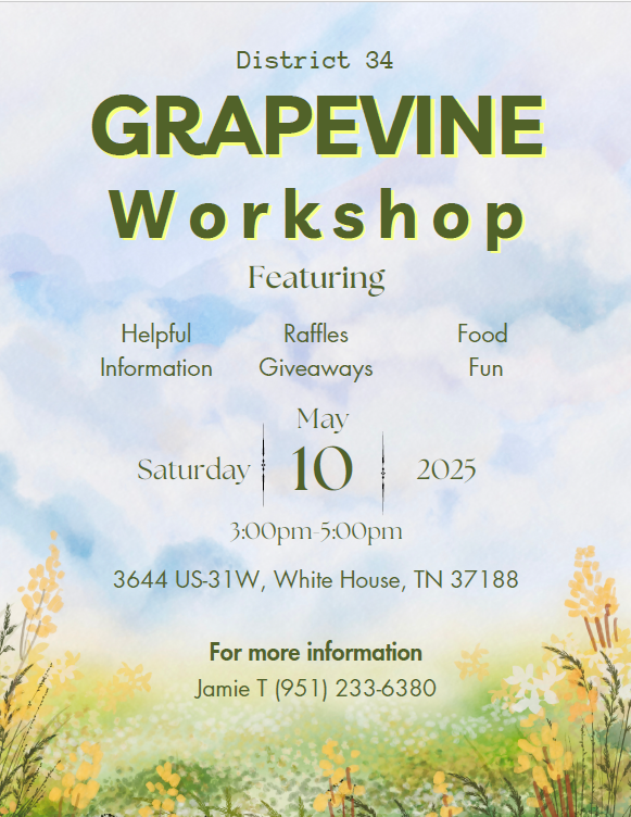 District 34 Grapevine Workshop – Area 64 Assembly of Alcoholics Anonymous