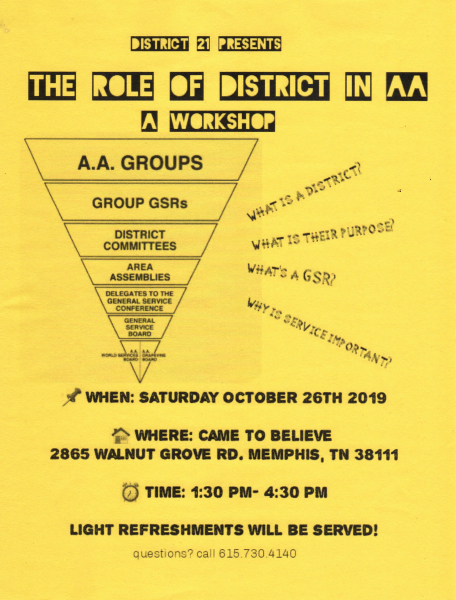 The Role of District in AA – Area 64 Assembly of Alcoholics Anonymous